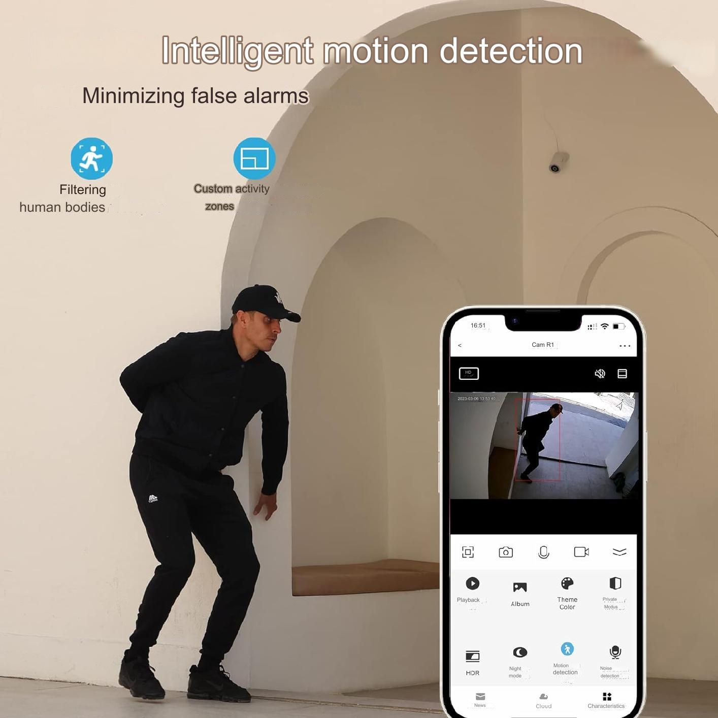 Camera Supraveghere WiFi, 2K, 4MP, 2560x1440, detectare si urmarire umana AI, difuzor incorporat ...