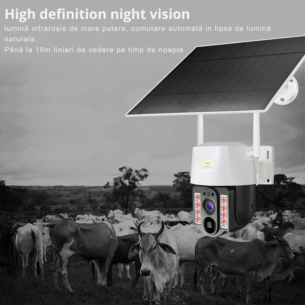 Camera Supraveghere video cu panou solar si cartela SIM, storeful ...
