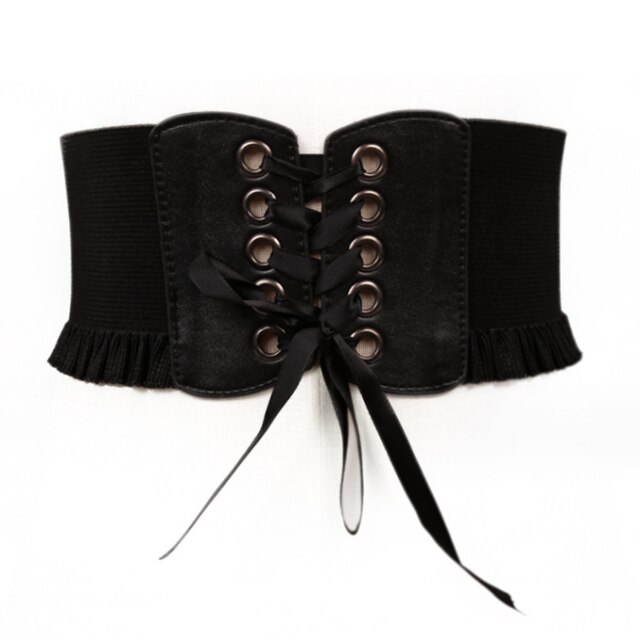 Curea lata tip corset, BOMSTOM, elastic, vintage, 65x10cm, Negru - eMAG.ro