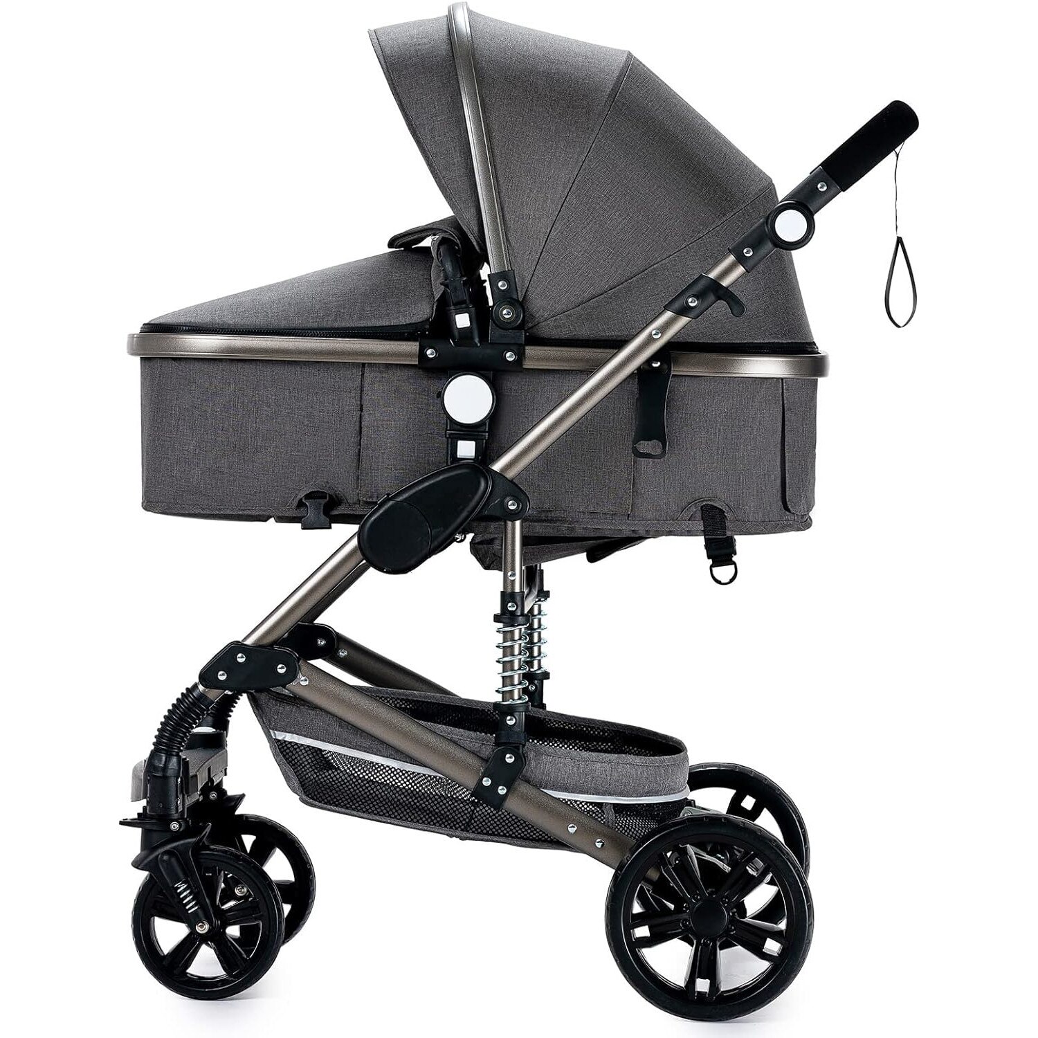 Carucior pentru copii, 3 in 1, cadru din aluminiu, portabil, gri - eMAG.ro