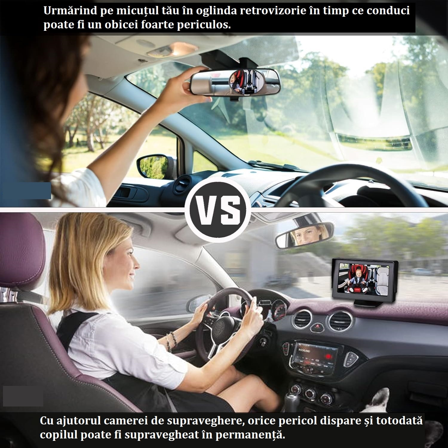 Sistem de Supraveghere a Copiilor in Trafic, Monitor Video Auto, Ecran ...