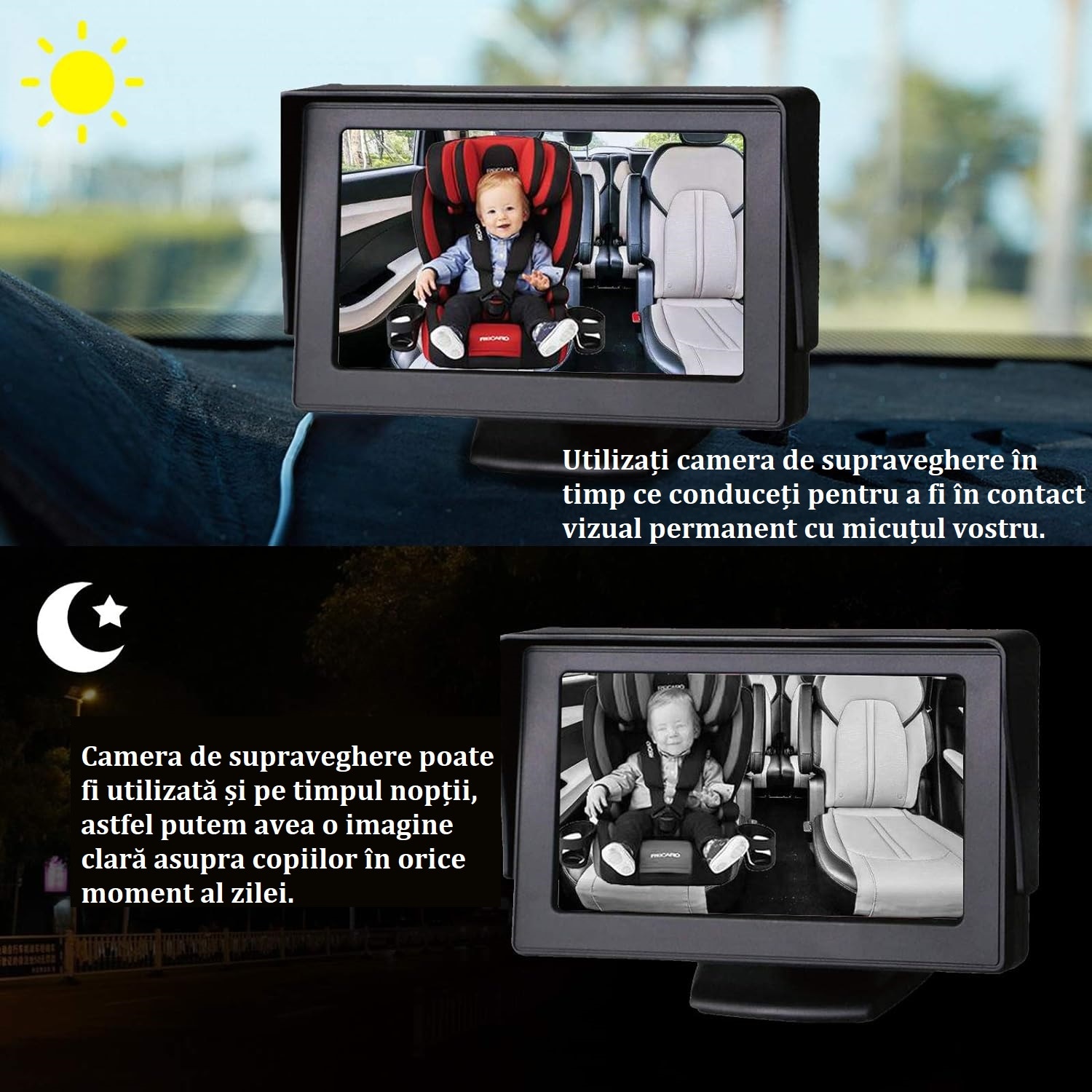 Sistem de Supraveghere a Copiilor in Trafic, Monitor Video Auto, Ecran ...