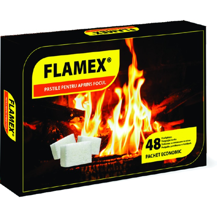 Set 192 buc pastile, pachet negru economic, brichete pentru aprins focul FLAMEX - eMAG.ro