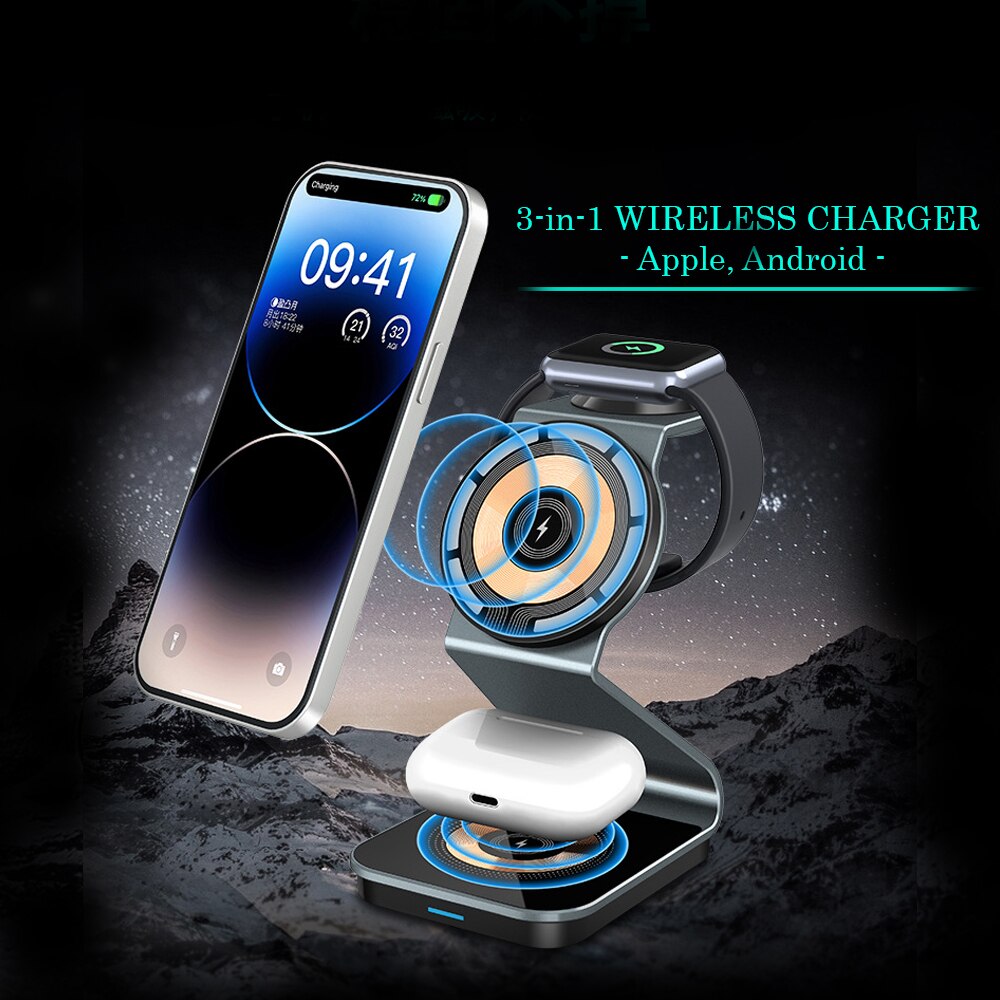 Incarcator wireless 3 in 1 portabil - eMAG.ro