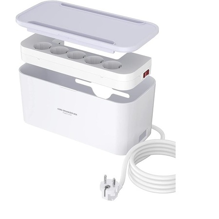 Priza multipla, 5 cai cu 3 USB A, cutie organizatoare de cabluri, de ...