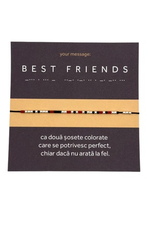 Bratara cod Morse "Best friends", reglabila, unisex, margele Miyuki si ...