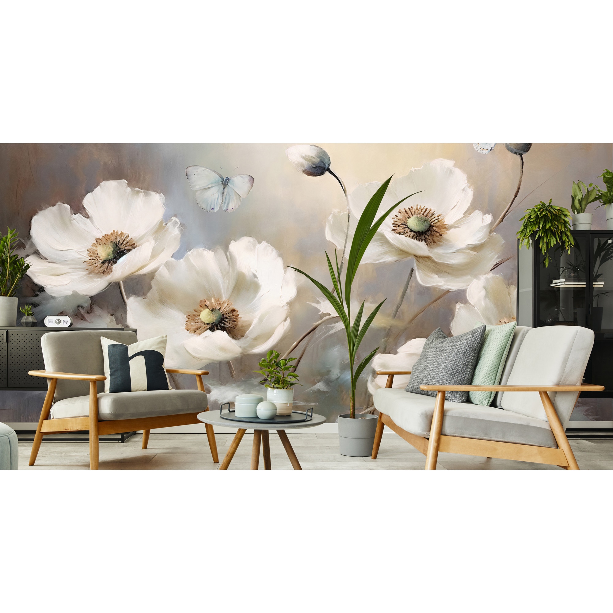 Fototapet maci albi, exotici, vegetatie, decorare pereti, modern ...