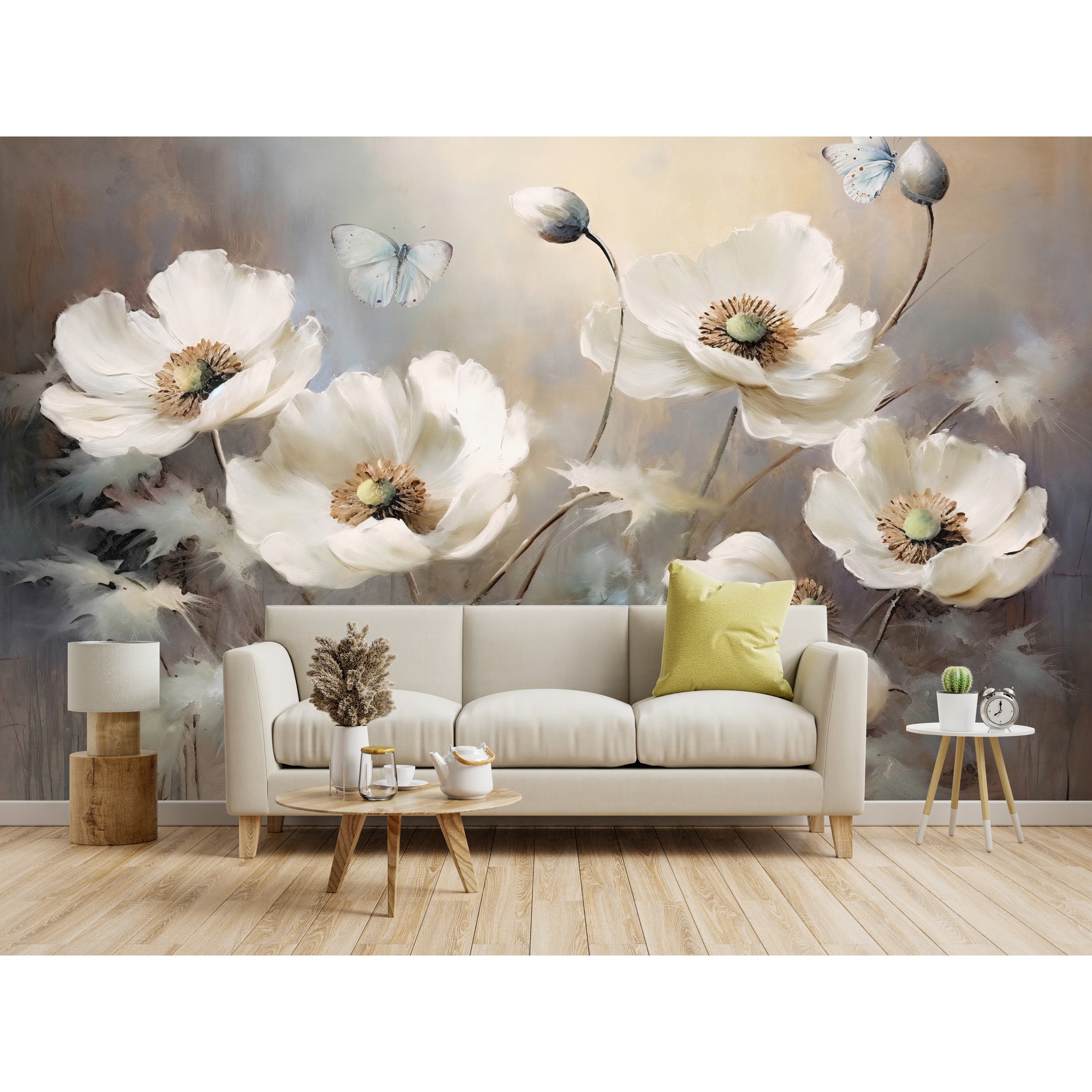 Fototapet maci albi, exotici, vegetatie, decorare pereti, modern ...