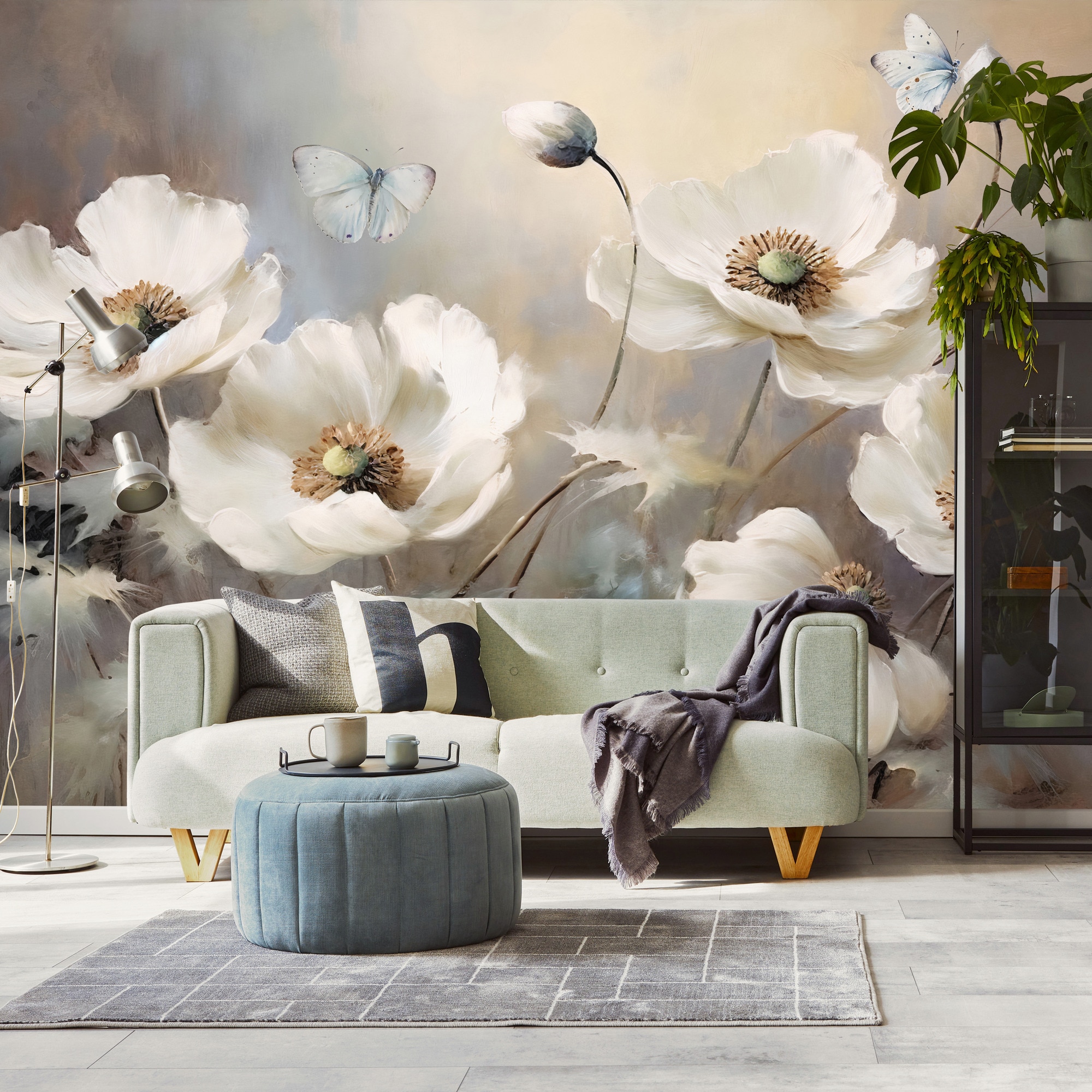 Fototapet maci albi, exotici, vegetatie, decorare pereti, modern ...