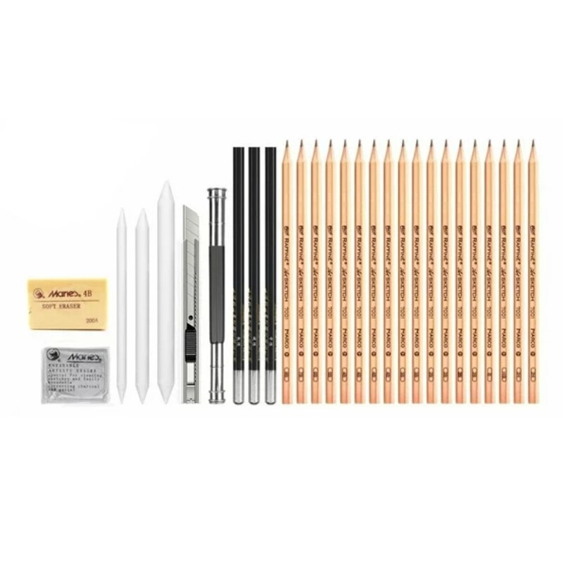 Set 29 Creioane Grafit, JENUOS®, complet pentru schite, contine si 18 x ...
