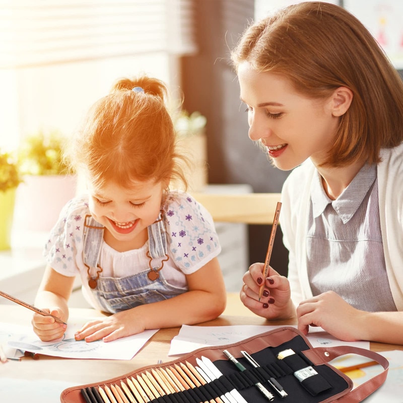 Set 29 Creioane Grafit, JENUOS®, complet pentru schite, contine si 18 x ...