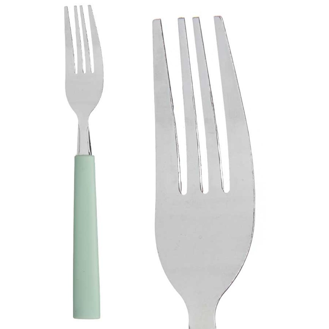 Set de 6 furculite din inox Bootic®, cu maner de plastic, 18.7cm ...