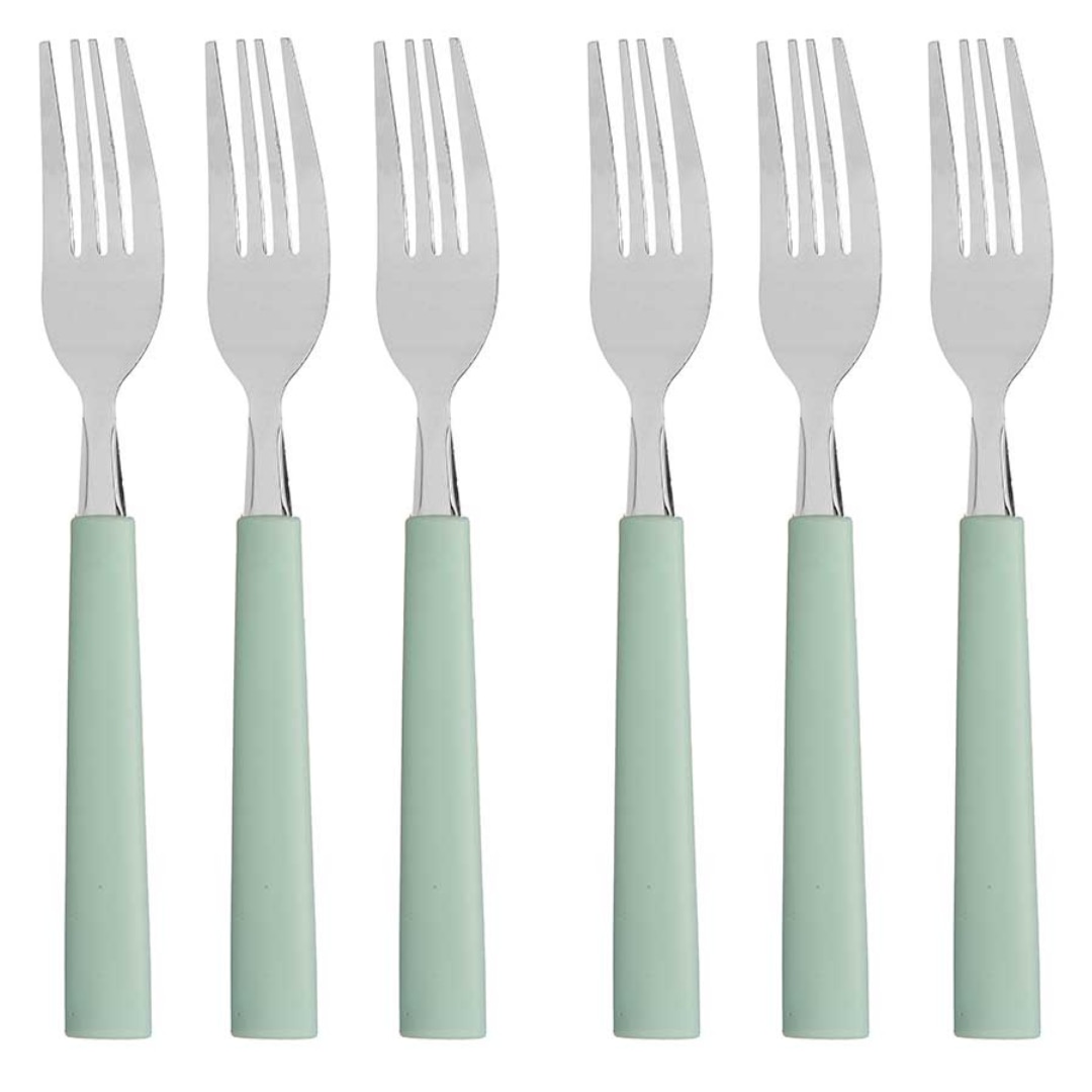 Set de 6 furculite din inox Bootic®, cu maner de plastic, 18.7cm ...