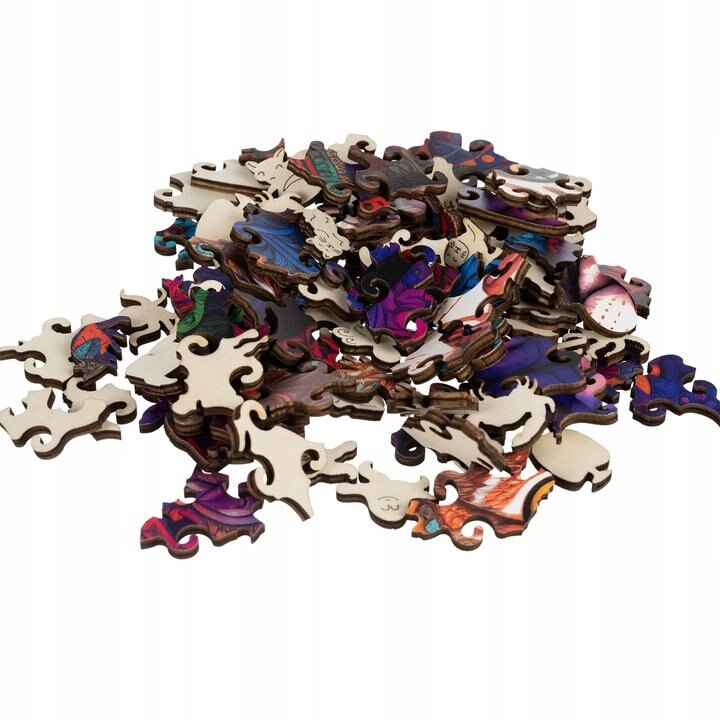 Puzzle din lemn, Zola, pisica colorata, piese in forma de animale, 130 ...