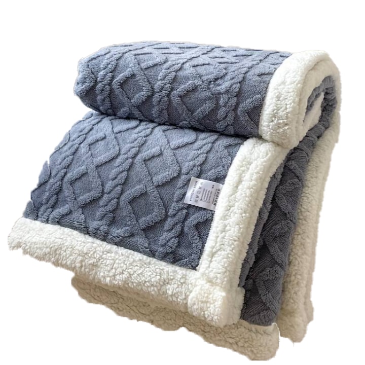 Patura Cocolino Groasa Dubla, Super Soft, Tip Tricotaj, cu Blanita ...