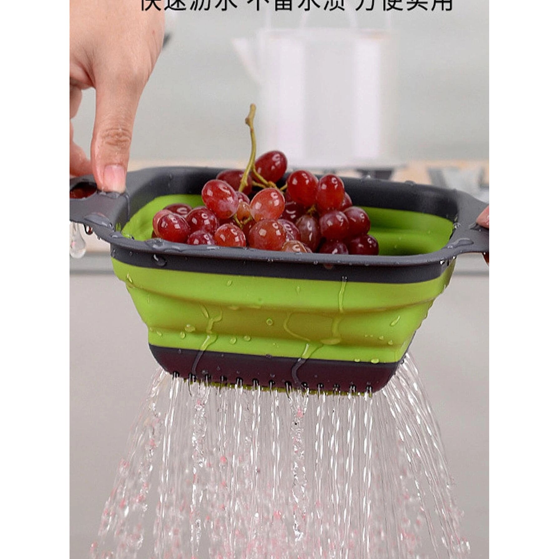 Set de 2 strecuratoare pliabile din silicon, Ideal pentru paste/legume ...