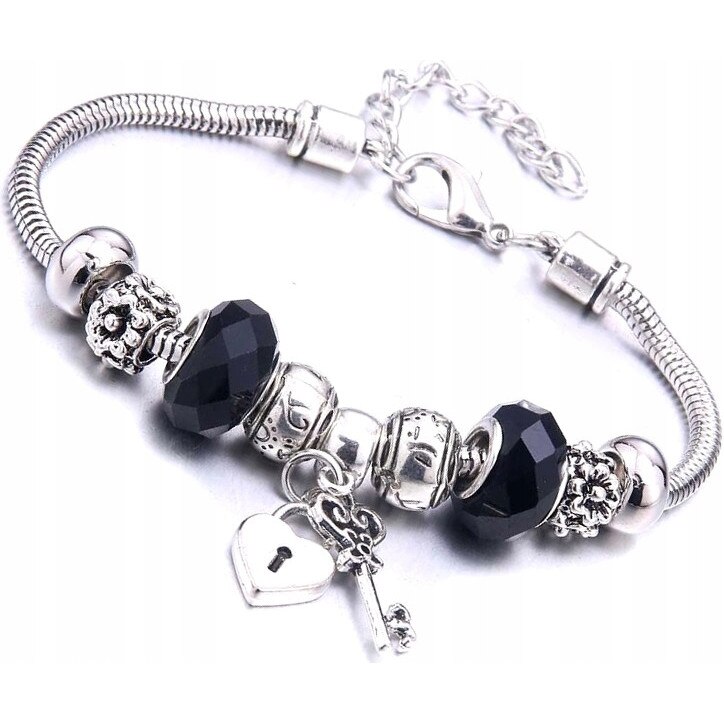 Bratara modulara cu pandantive dama, Edibazzar, Metal/Zirconiu, 18 cm ...