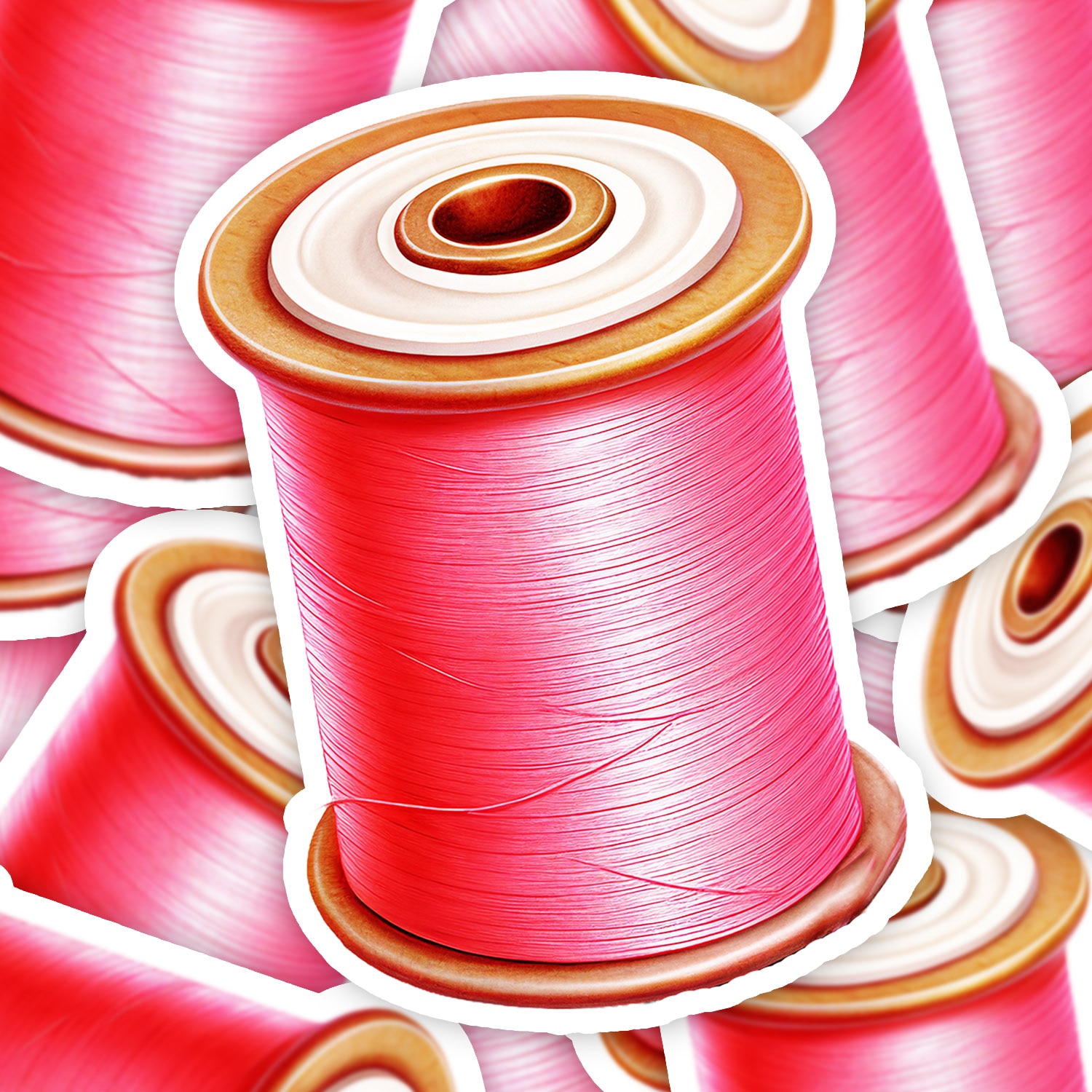 Set 5 bucati, Sticker decorativ, Bobina cu ata roz, Rezistent la apa ...