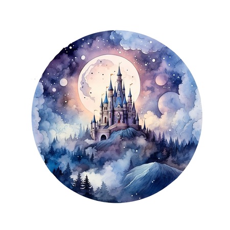 Set 5 bucati, Sticker decorativ, Castelul din padurea intunecata ...