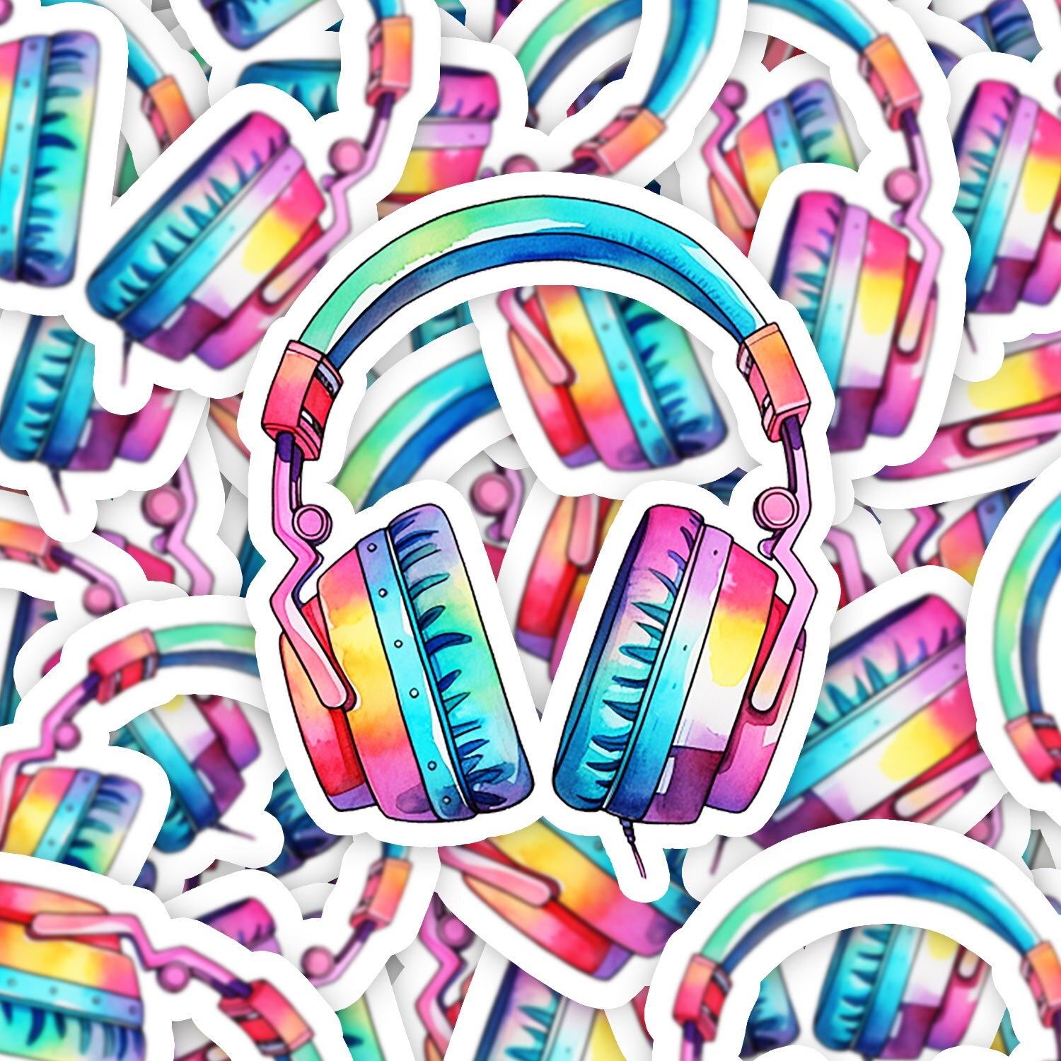 Set 5 bucati, Sticker decorativ, Casti audio cu fir, Rezistent la apa ...