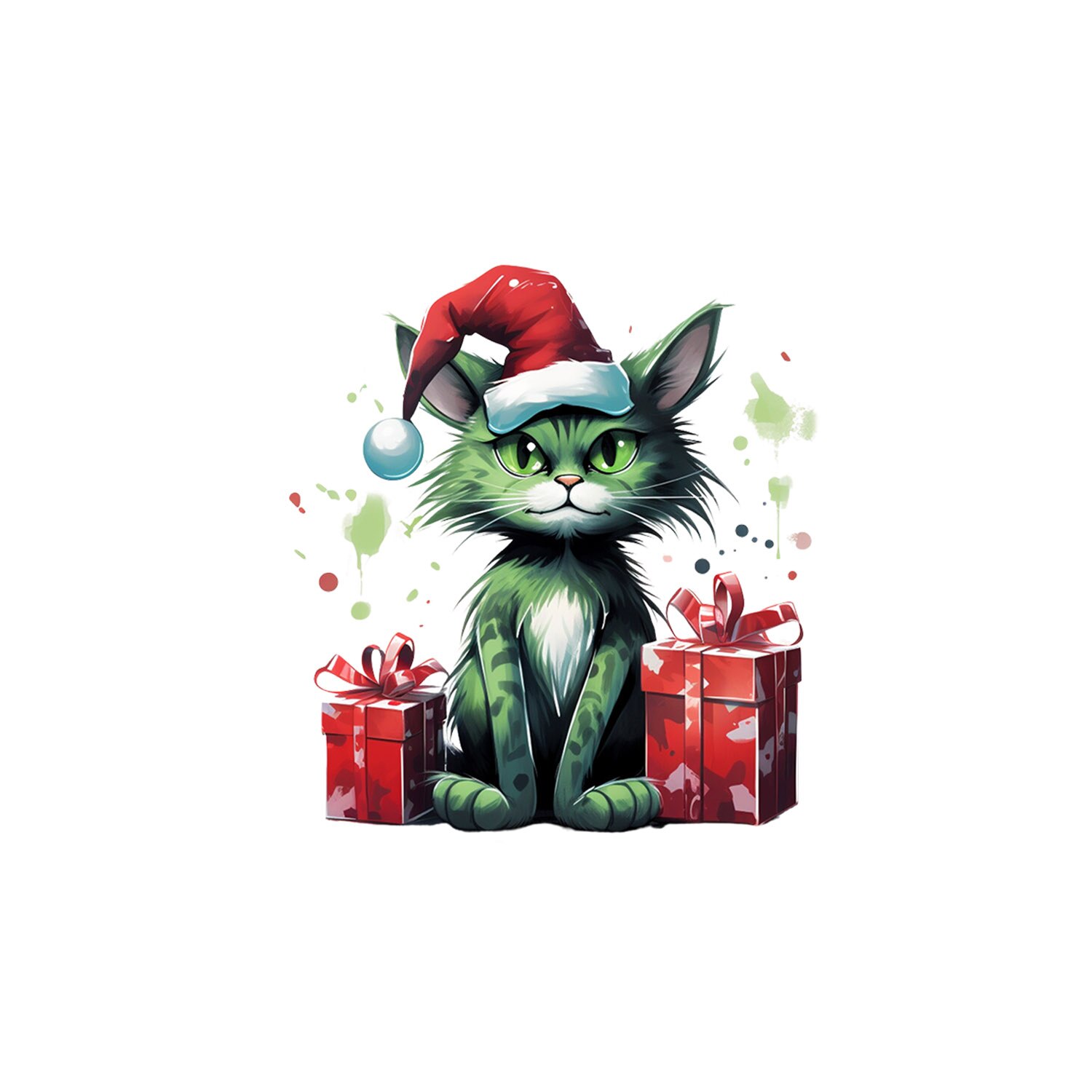 Set 5 bucati, Sticker decorativ, Pisica Grinch sta la poza, Rezistent ...