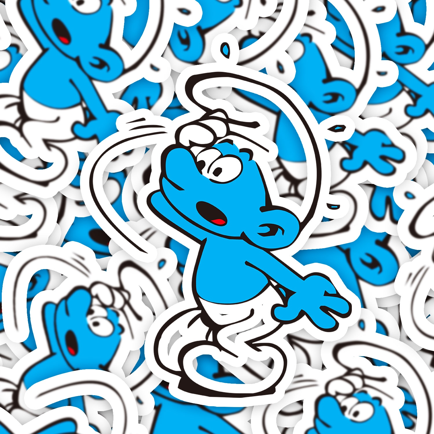Set 5 bucati, Sticker decorativ, The Smurfs Greedy Smurf, Rezistent la ...