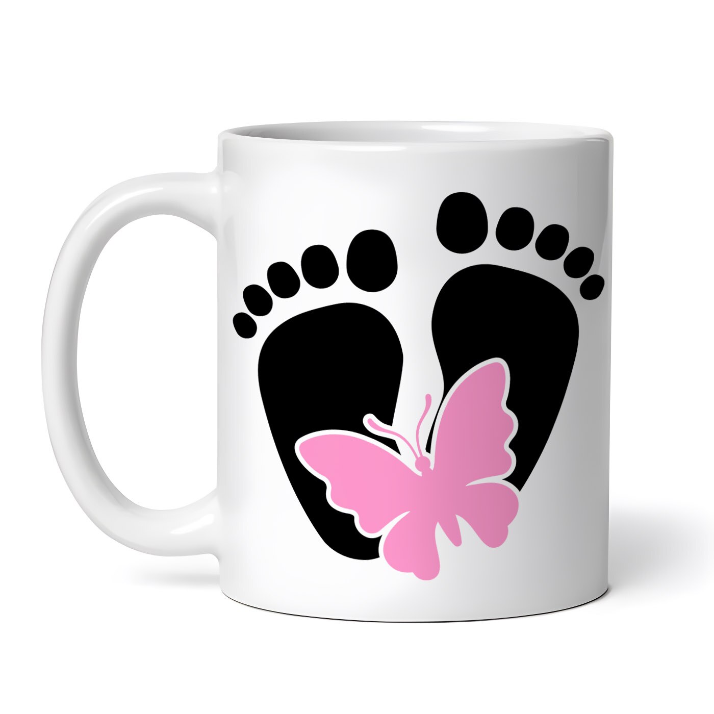 Cana ceramica, Talpi de copil cu fluture roz, NO6595, 330 ml ...