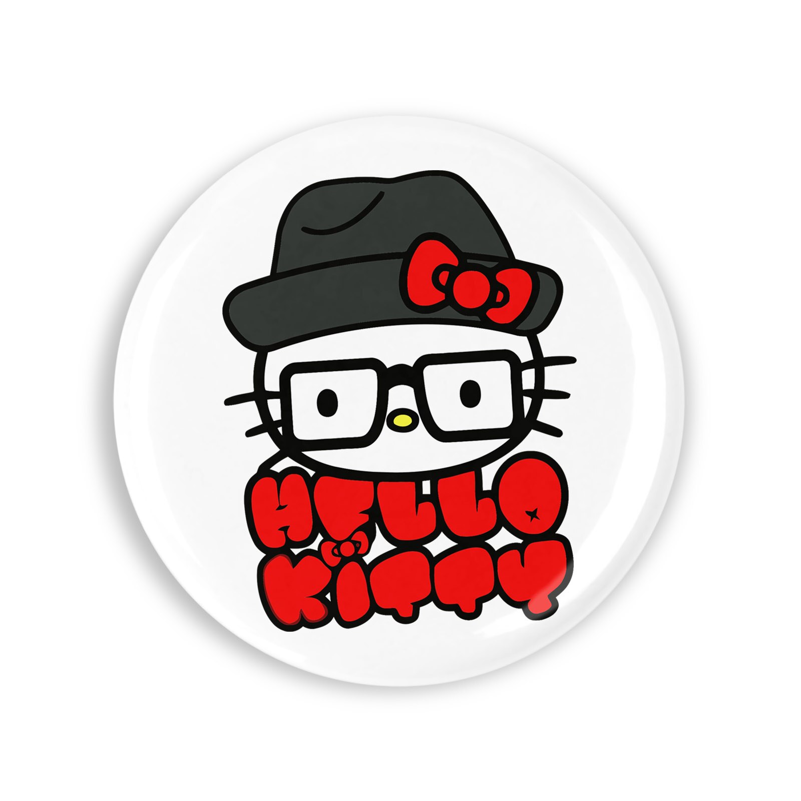 Set 4 insigne, Hello Kitty cu palarie si ochelari, NO10446, Metal, 44 ...