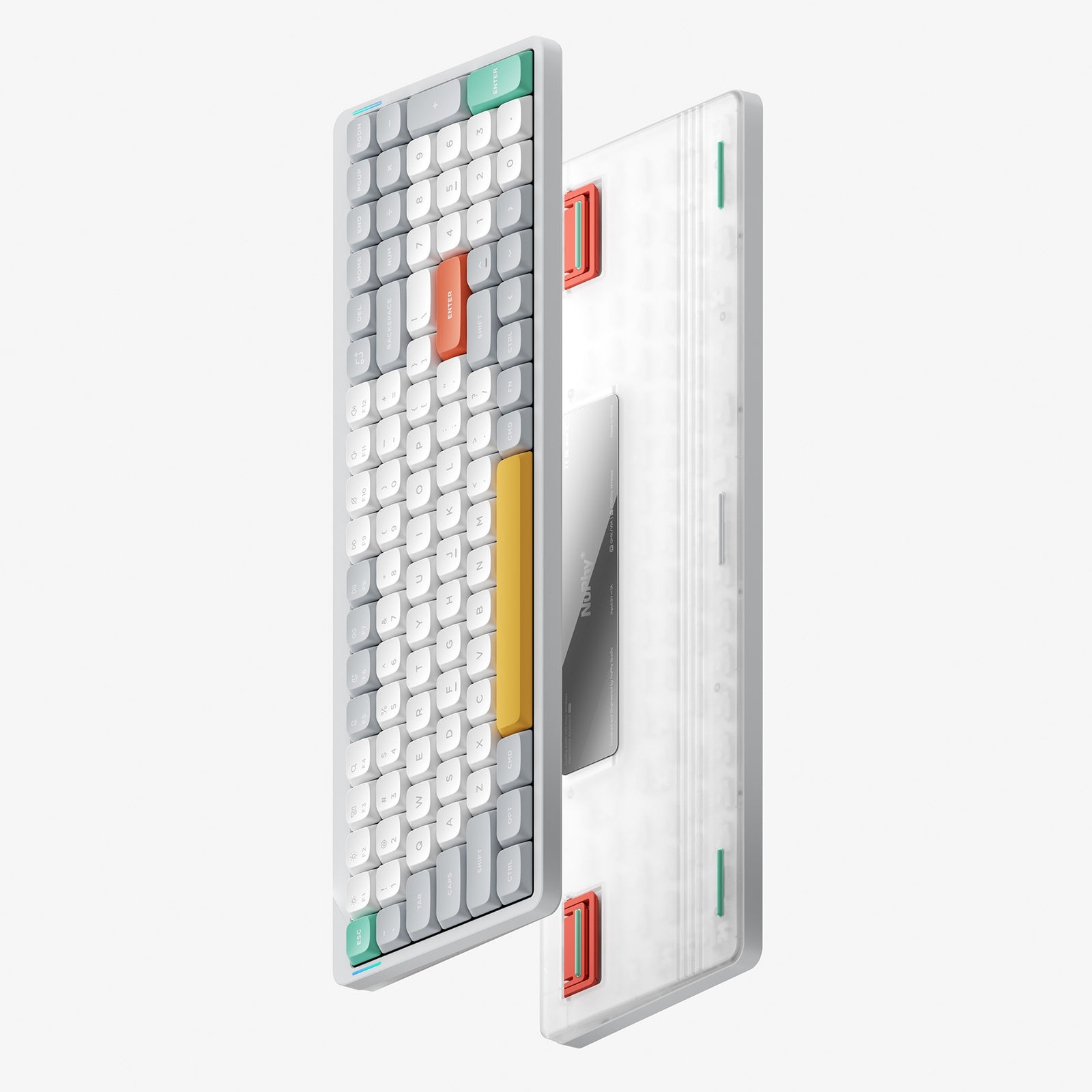 Безжична механична клавиатура Slim Nuphy Air96 V2, бял, Gateron ...