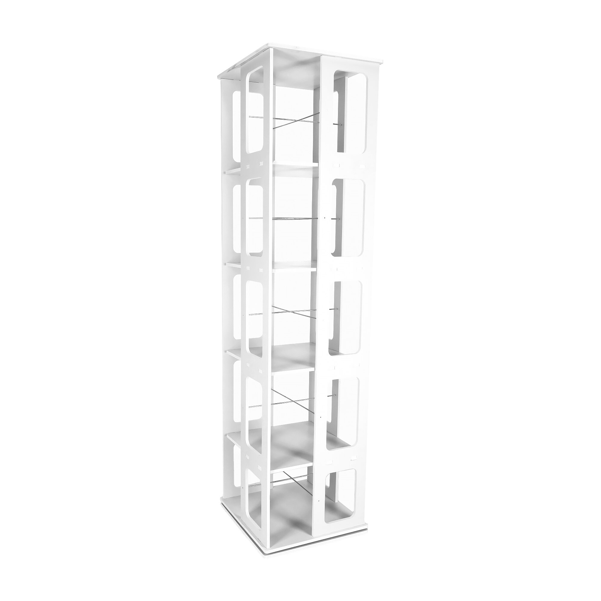 Raft rotativ pe 5 niveluri, Lemn, 150 x 39 x 39 cm, Alb - eMAG.ro