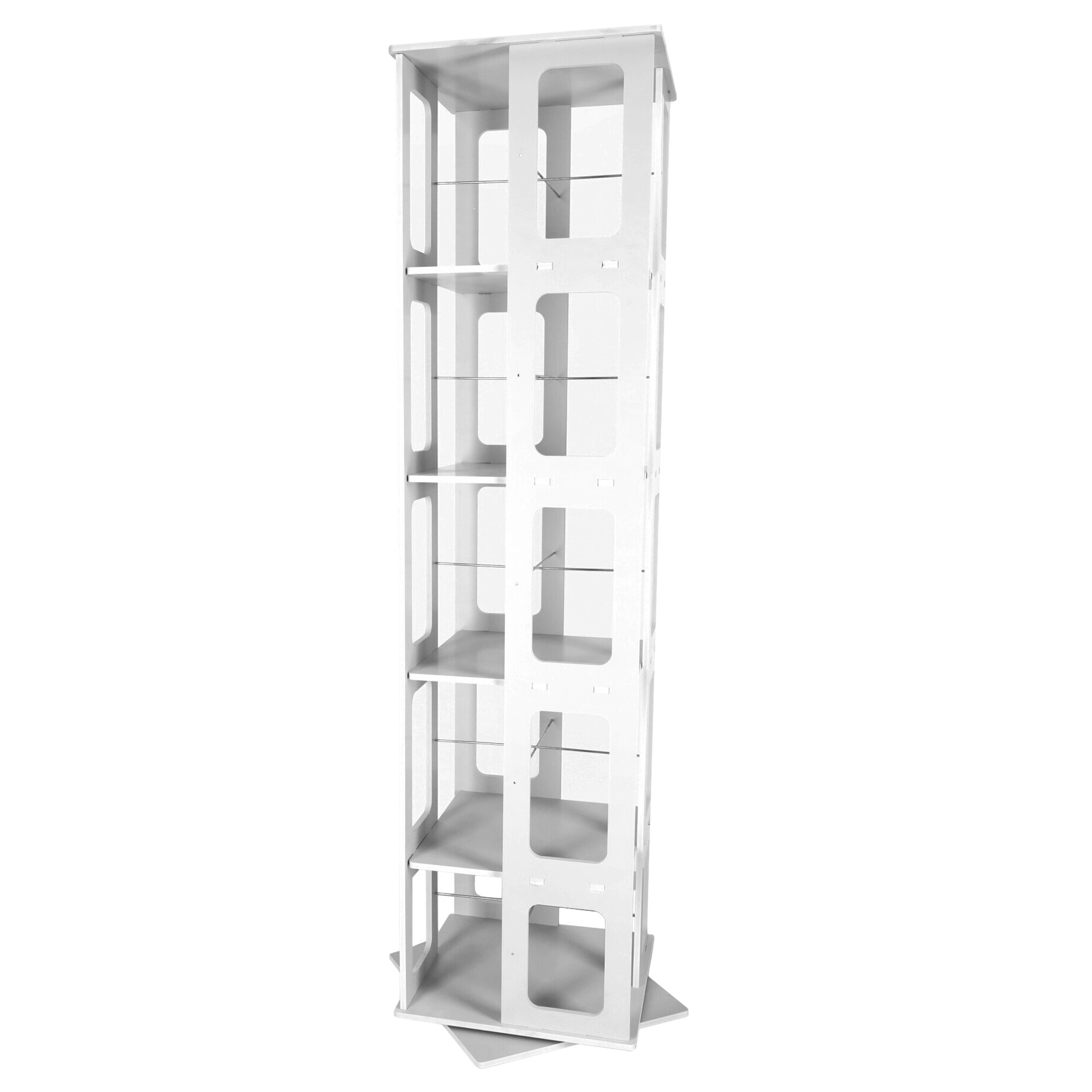 Raft rotativ pe 5 niveluri, Lemn, 150 x 39 x 39 cm, Alb - eMAG.ro