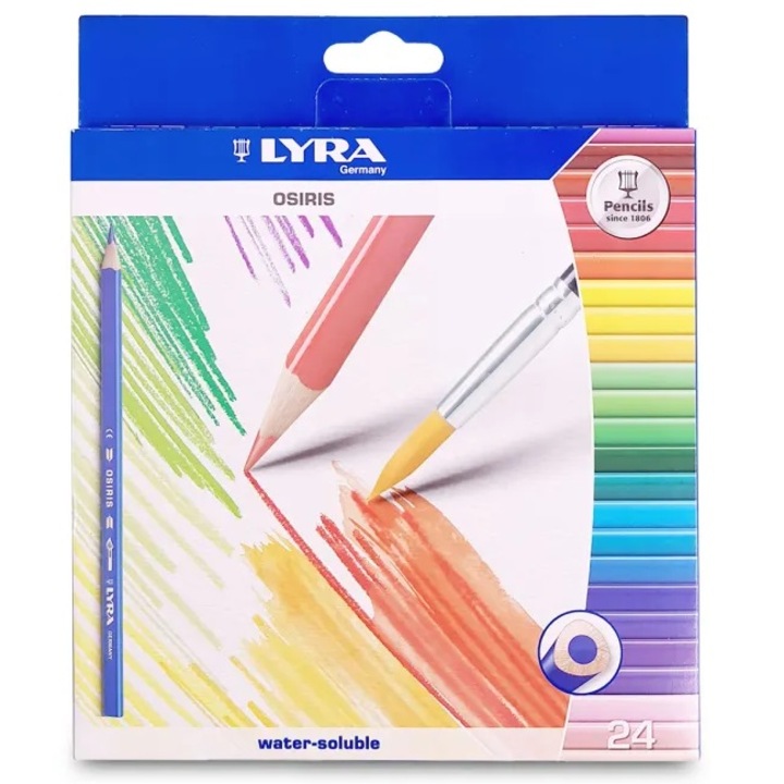 Lyra Osiris, háromszögletű, aquarell színes ceruza, 24 színű készlet ...