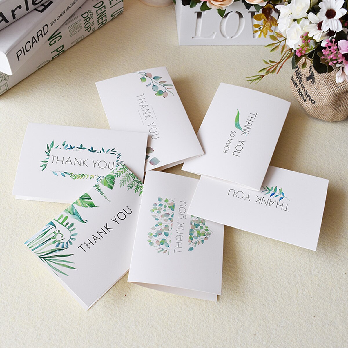 Set 24 felicitari de multumire, longziming, Carton, Alb/Verde - eMAG.ro