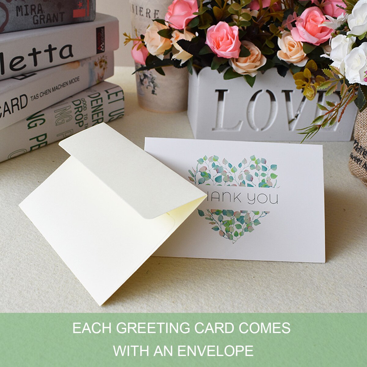 Set 24 felicitari de multumire, longziming, Carton, Alb/Verde - eMAG.ro