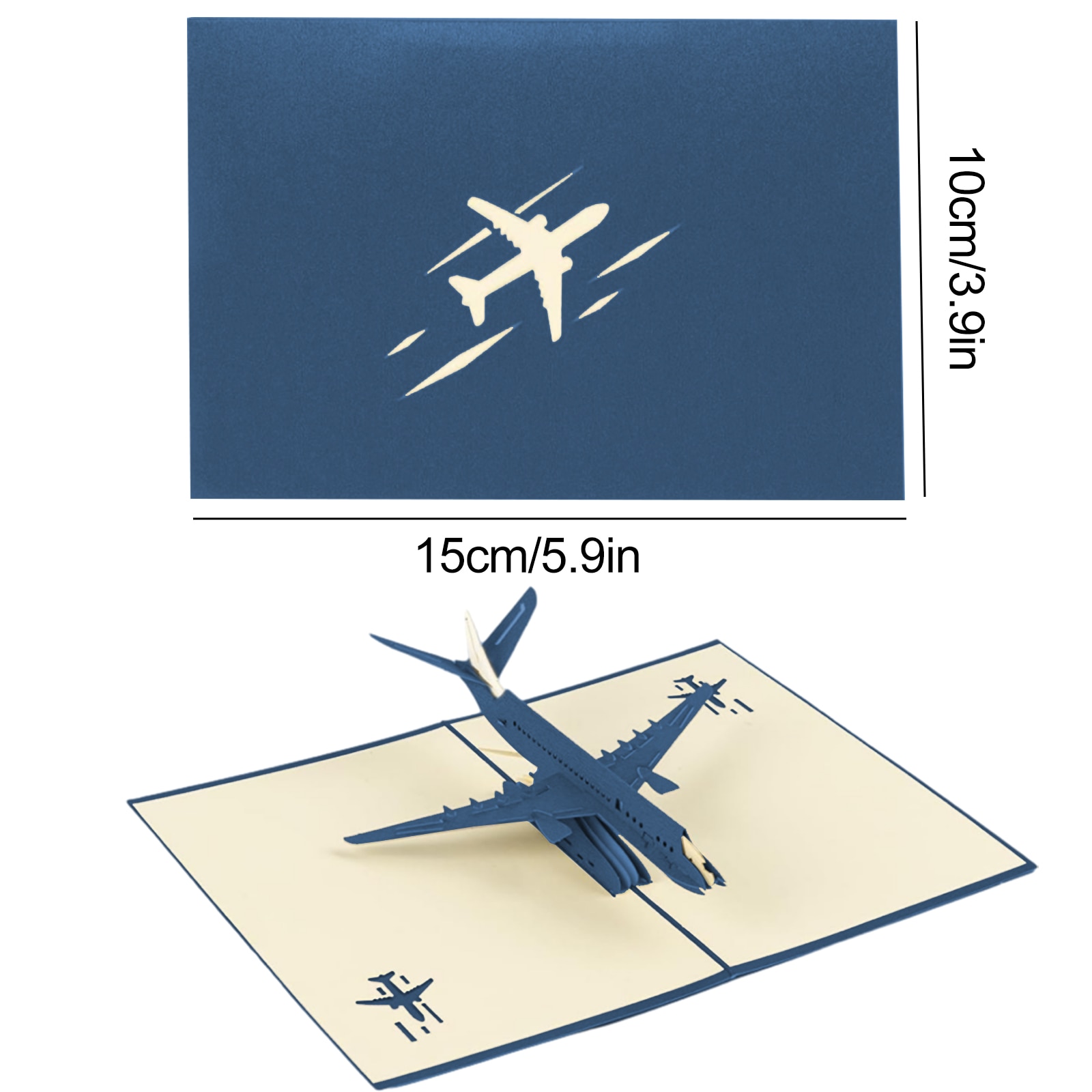 Felicitare 3D, longziming, Model avion, 16 x 13 cm, Bej/Albastru - eMAG.ro