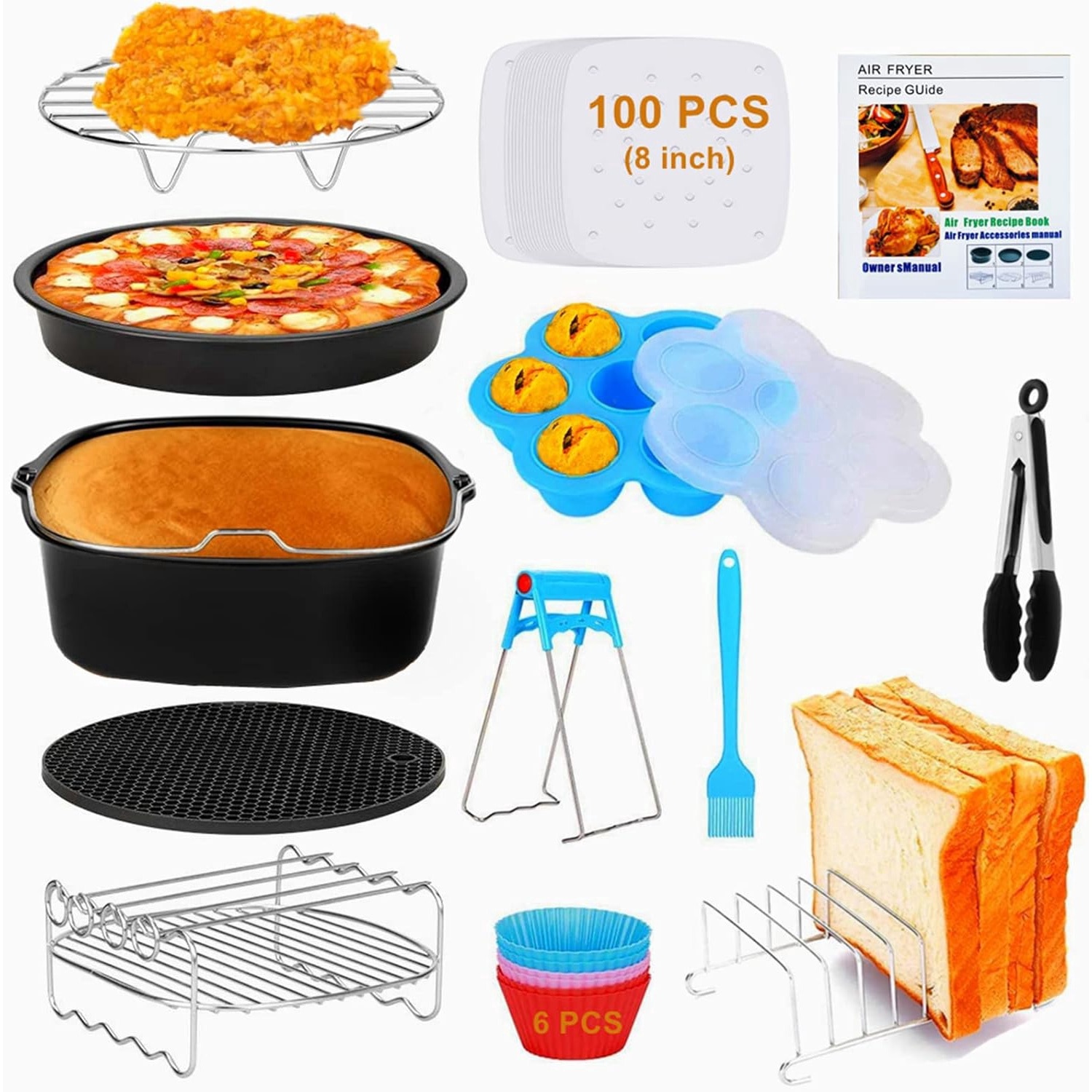 Set accesorii friteuza aer cald, 18 piese, compatibile Ninjia Cosori 3. ...