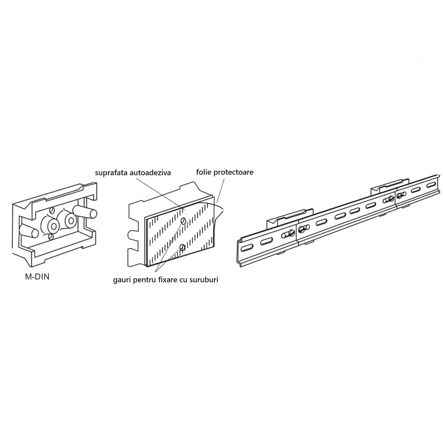 Suport din plastic pentru sina DIN omega 35mm autoadeziv 43x38mm - eMAG.ro