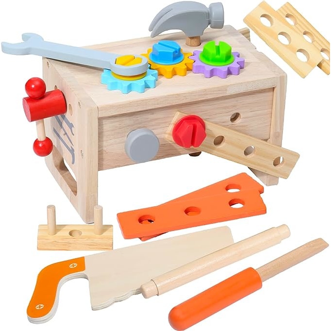 Set unelte din lemn pentru copii Montessori 29 de piese, joc de ...