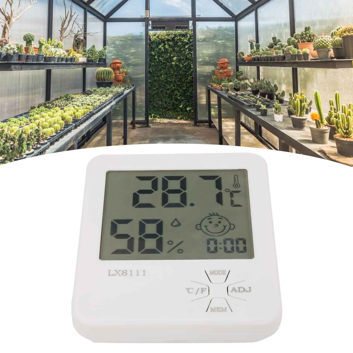 Termometru si higrometru de camera JustZen™ LX8111, ceas, alarma ...