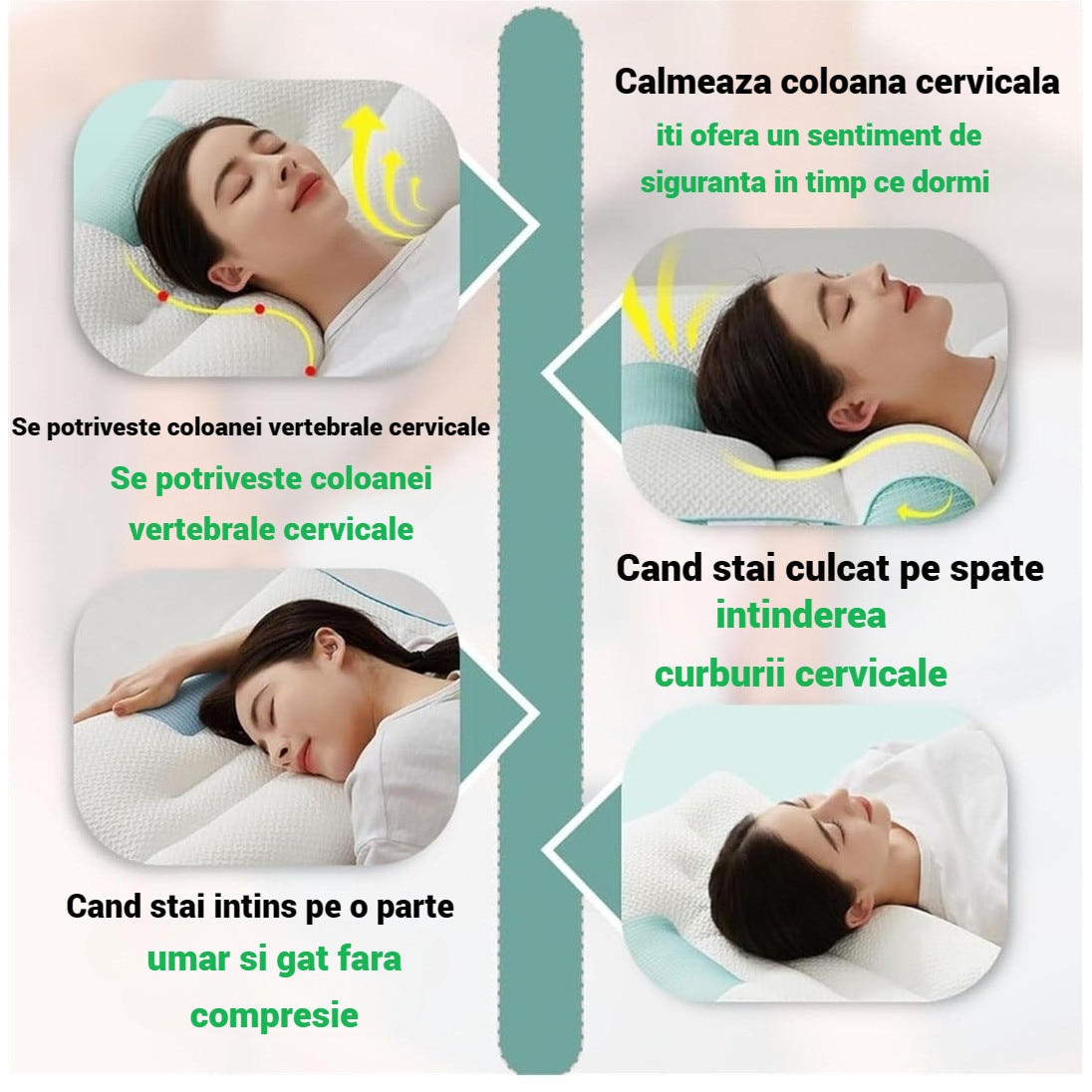 Perna Ortopedica 4D pentru dormit din spuma cu memorie premium, cu ...