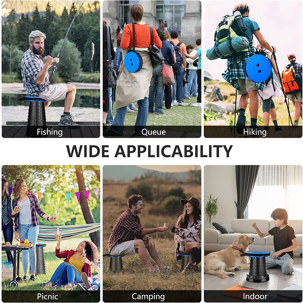 Scaun telescopic pliabil, Ronyes®, inaltime extins 45 cm, Albastru ...