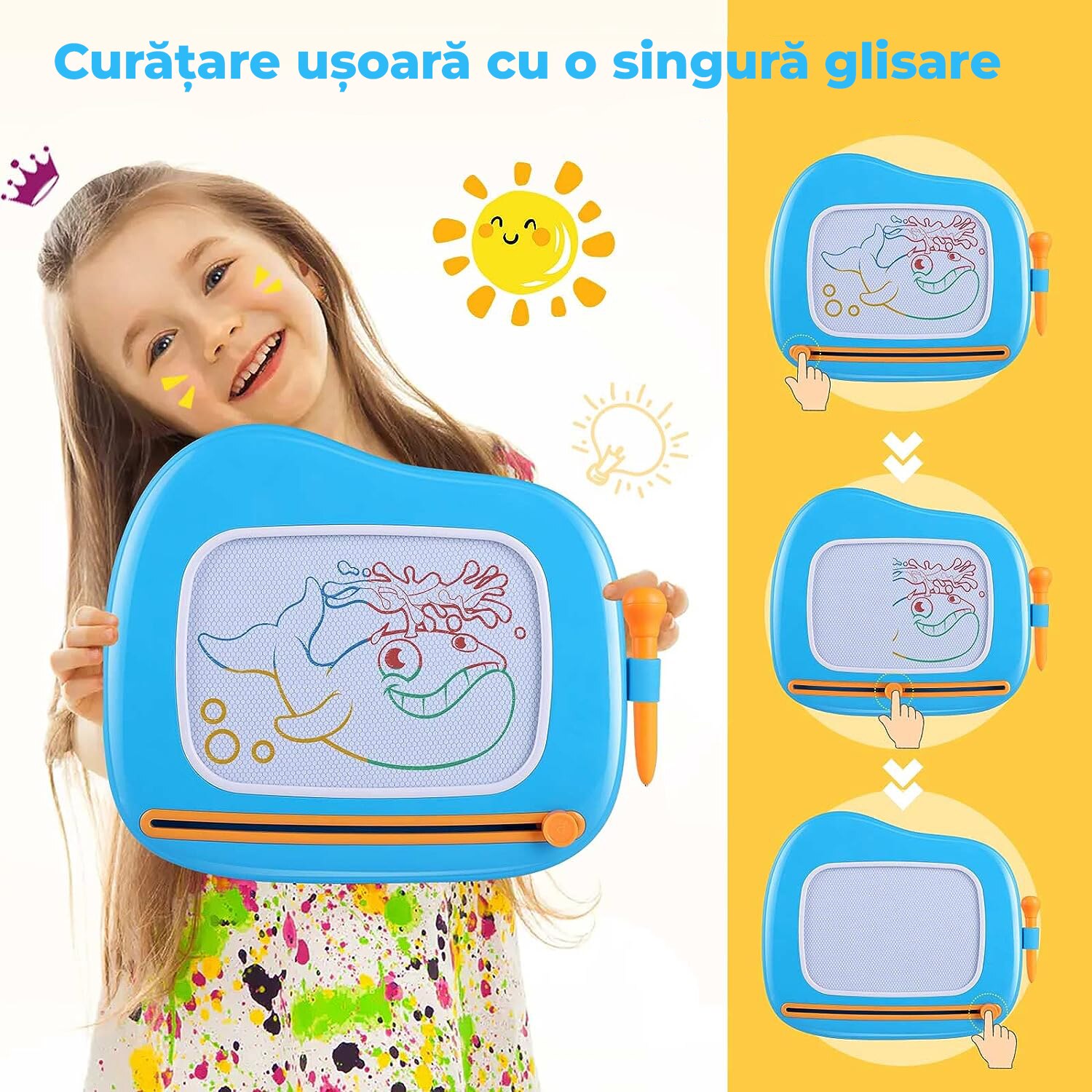 Tabla de desen magnetica pentru copii, masuta de desenat, jucarie ...