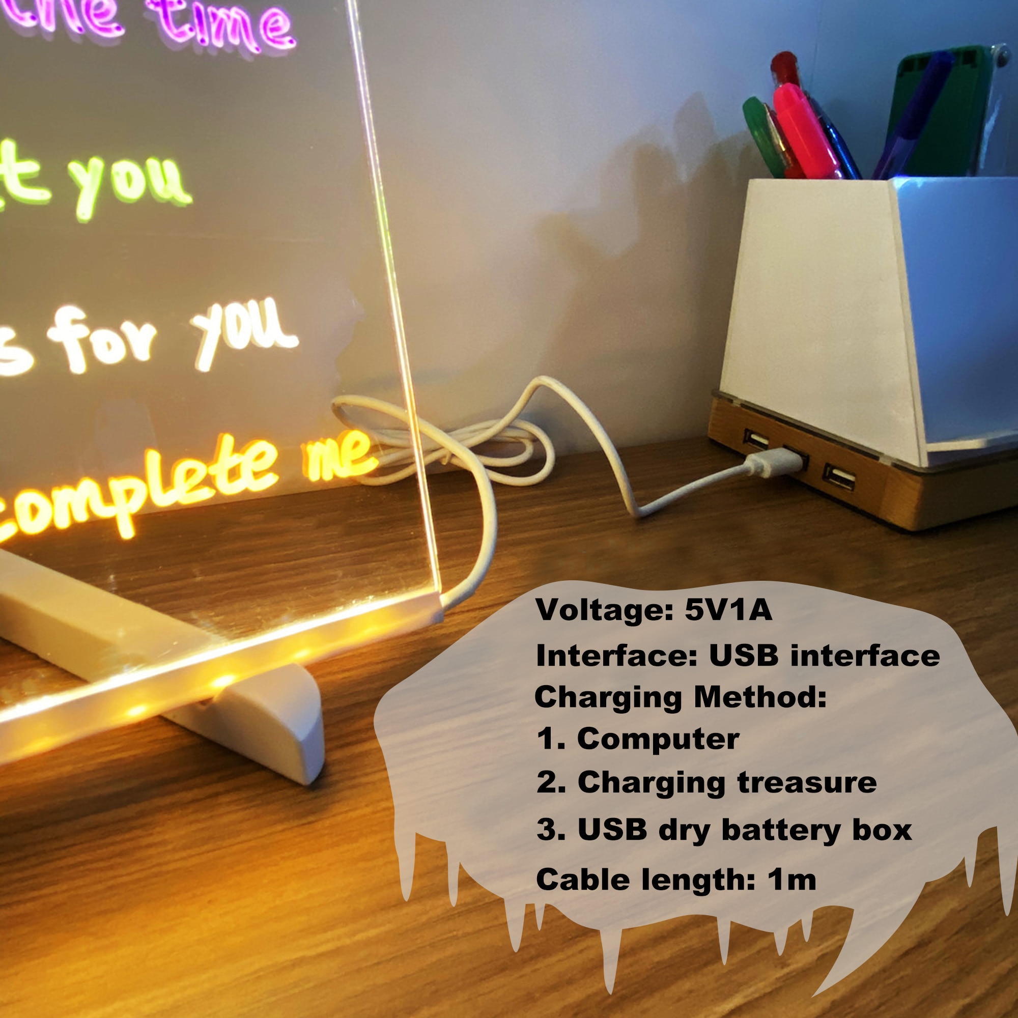 Panou pentru mesaje cu LED, Jucarie educationala de scris, 30 x 20 cm ...