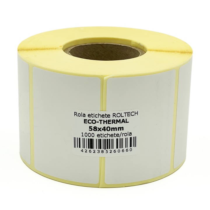 Rola etichete termica ROLTECH, 58 x 40 mm, 1000 etichete/rola - eMAG.ro