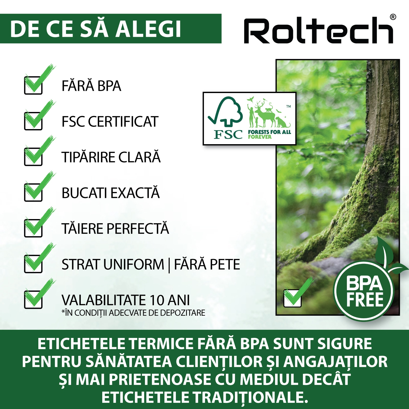 Rola etichete termica ROLTECH, 100 x 150 mm, 260 etichete/rola, pentru AWB - eMAG.ro