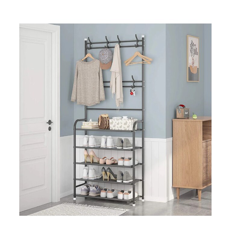 Cuier cu pantofar metalic cu 5 rafturi Asos, 80 cm x 26 cm x 170 cm ...