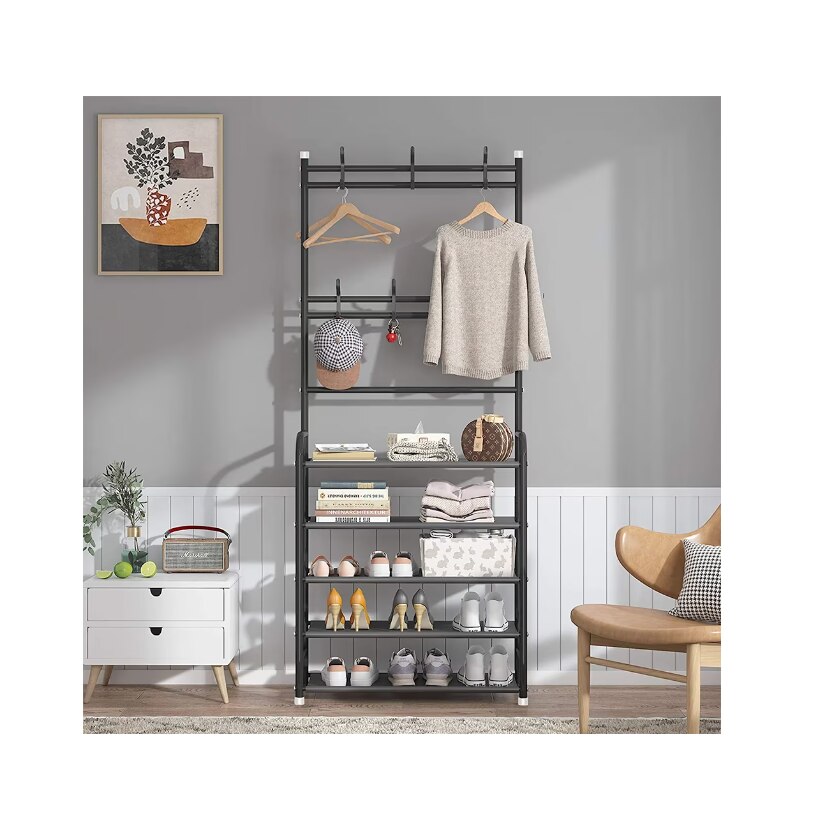 Cuier cu pantofar metalic cu 5 rafturi Asos, 80 cm x 26 cm x 170 cm ...