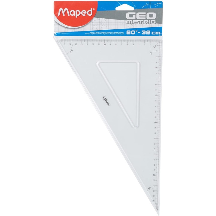 Echer pentru geometrie, 32 cm 60 grade, transparent, Maped - eMAG.ro