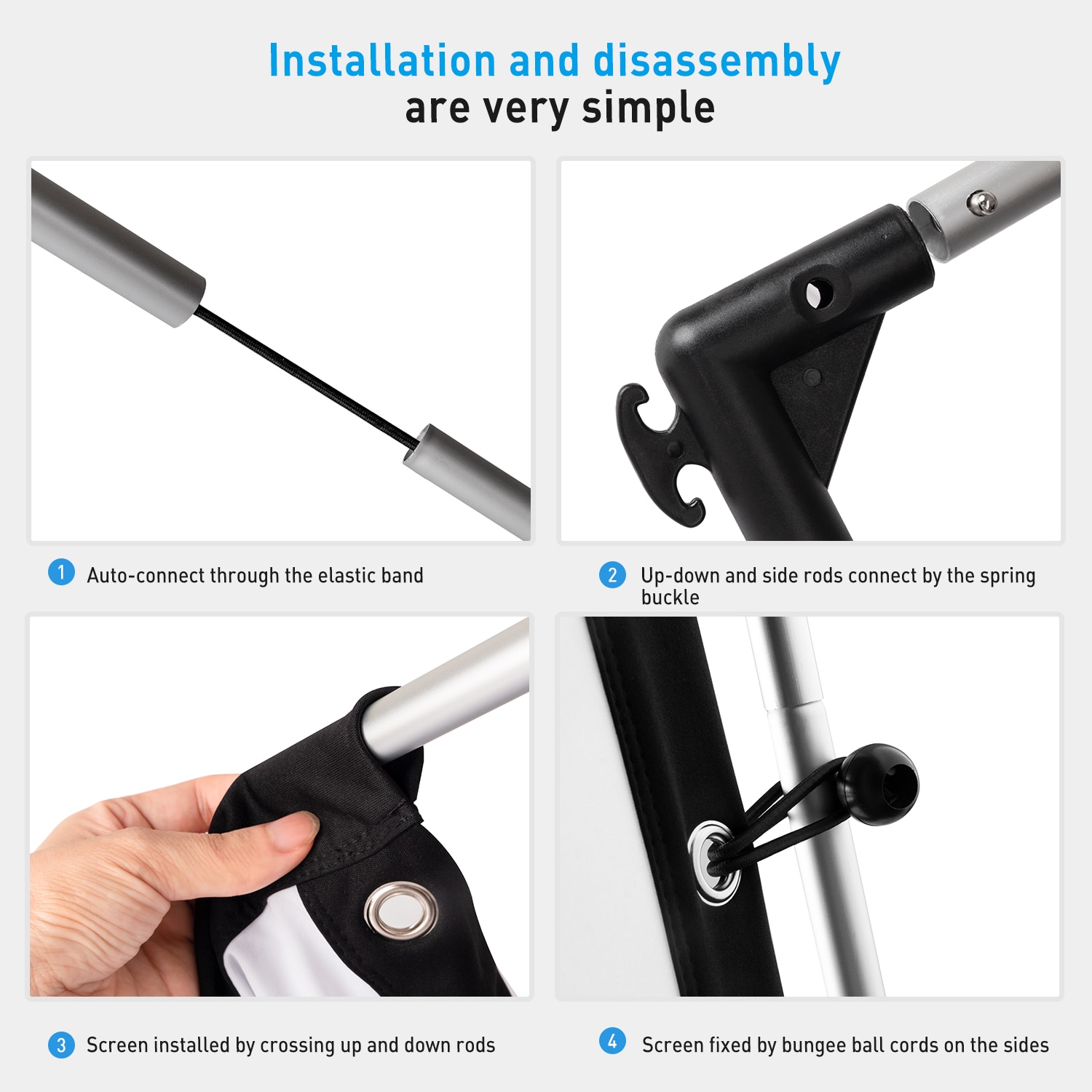 Ecran Proiector Portabil, 100 inch, 217 x 133 cm, 16:9, Cu Suport din ...