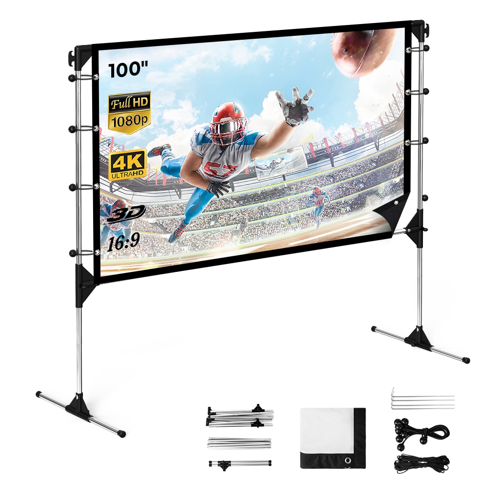 Ecran Proiector Portabil, 100 inch, 217 x 133 cm, 16:9, Cu Suport din ...